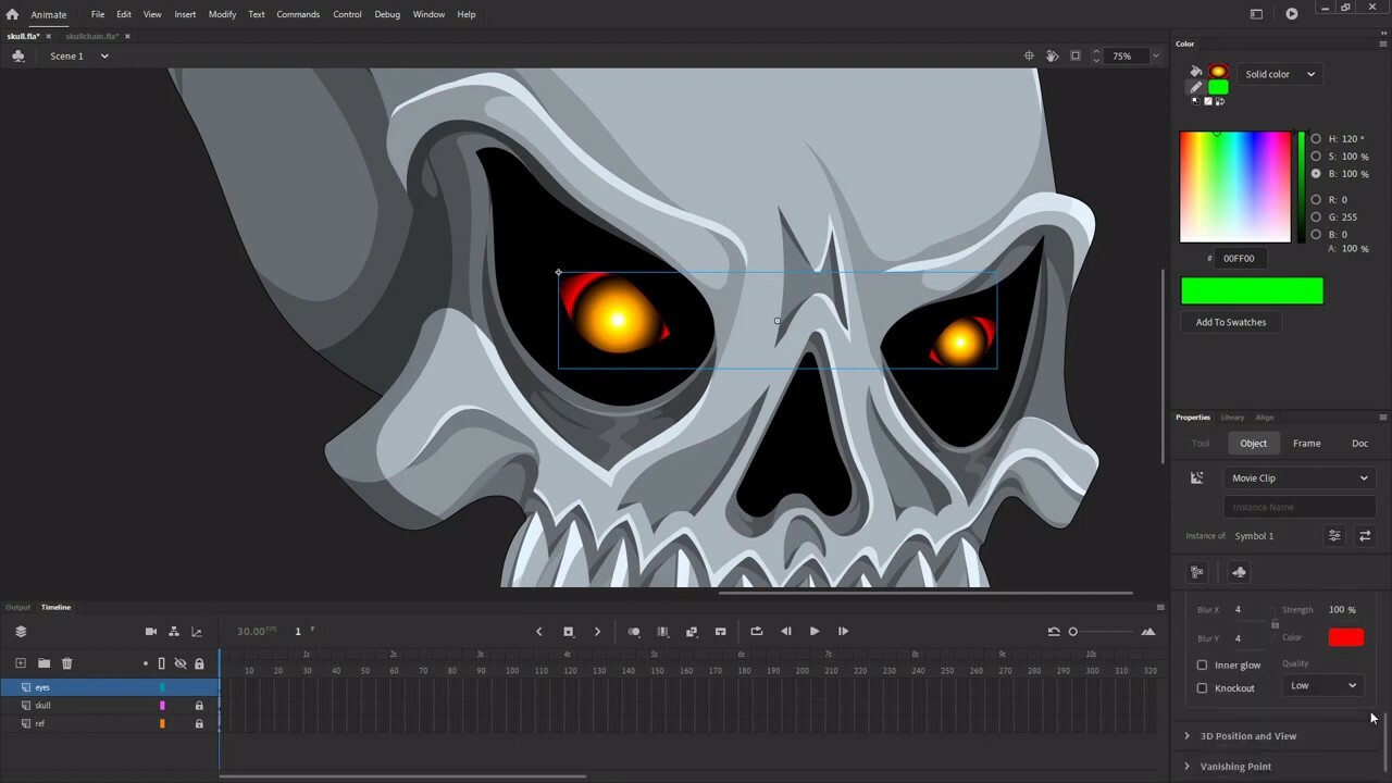 Onik Designs - 2D Skull speed art - Adobe Animate