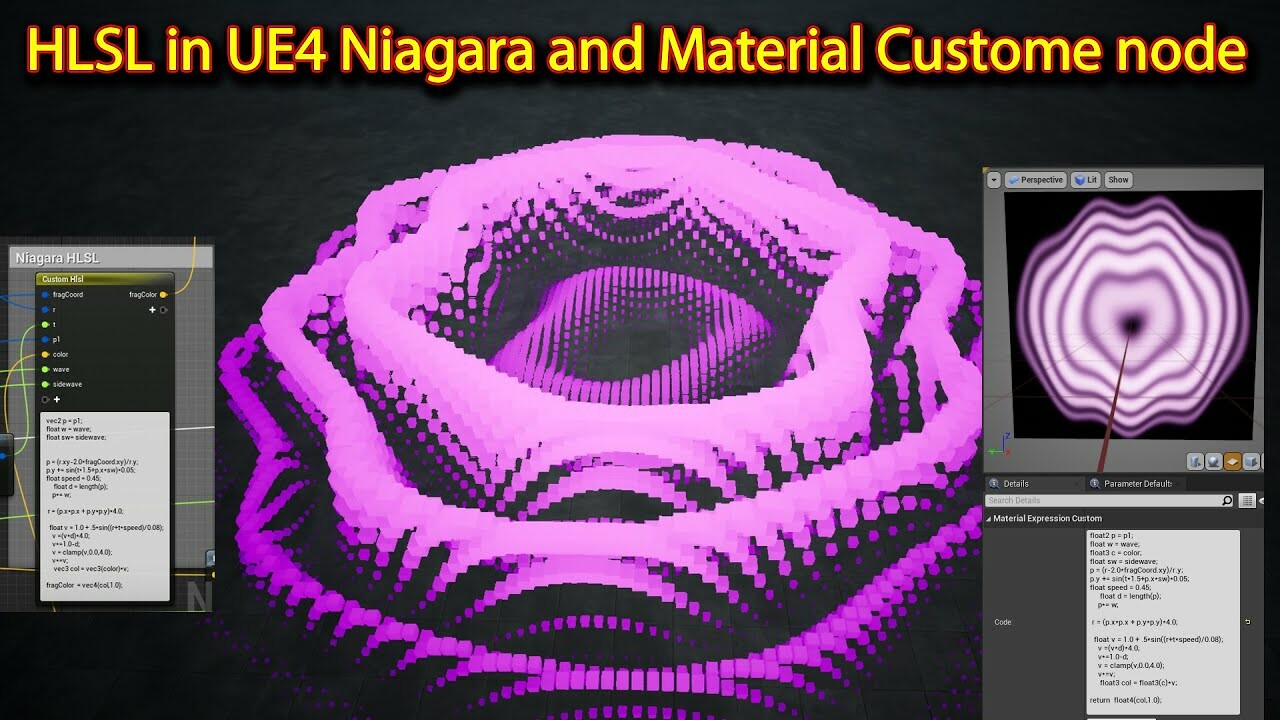 ArtStation - HLSL in UE4 Niagara & Material Custom node | Unreal Engine Niagara HLSL