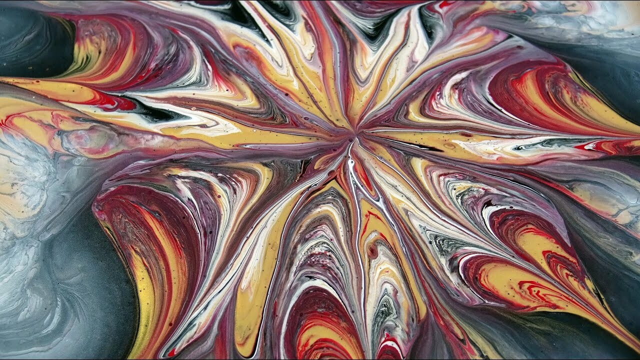 ArtStation - Let it flow ~ Acrylic pour painting ~ Fluid art ~ Volcano pour