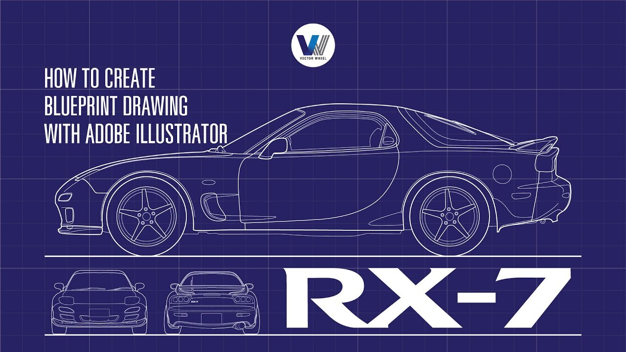 ArtStation - MAZDA-RX-7 1991/CREATE BLUEPRINT DRAWING WITH ADOBE ...
