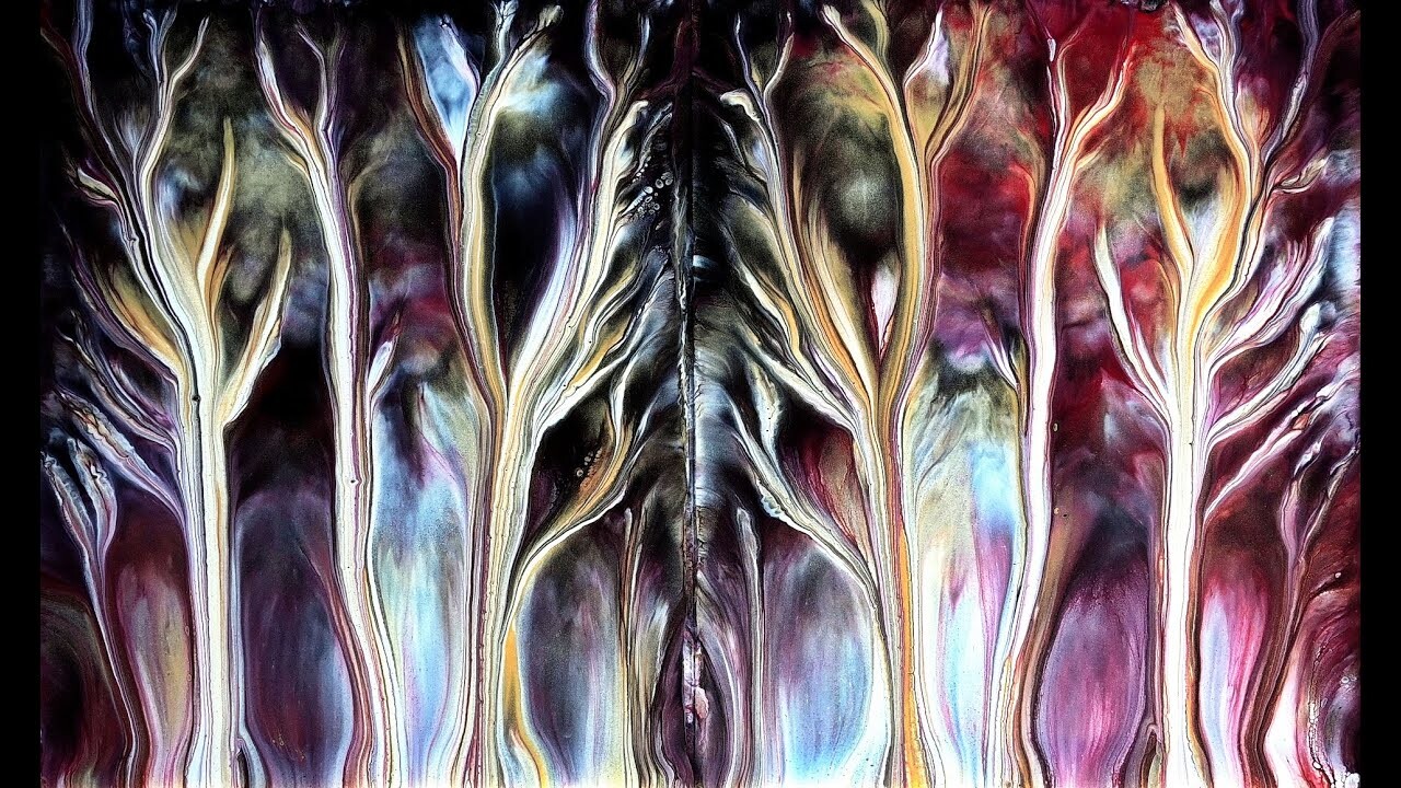 ArtStation - Double dip with scrape off paint ~ Acrylic pouring ~ Fluid art technique