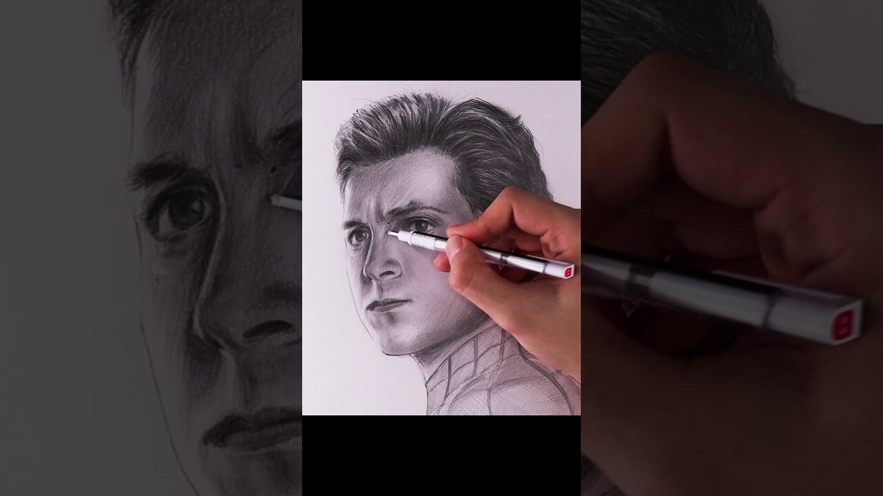 ArtStation - spiderman tom holland pencil drawing