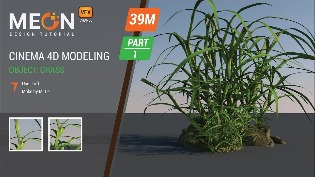 ArtStation - CINEMA 4D Modeling Grass Tutorial use Loft Part 1