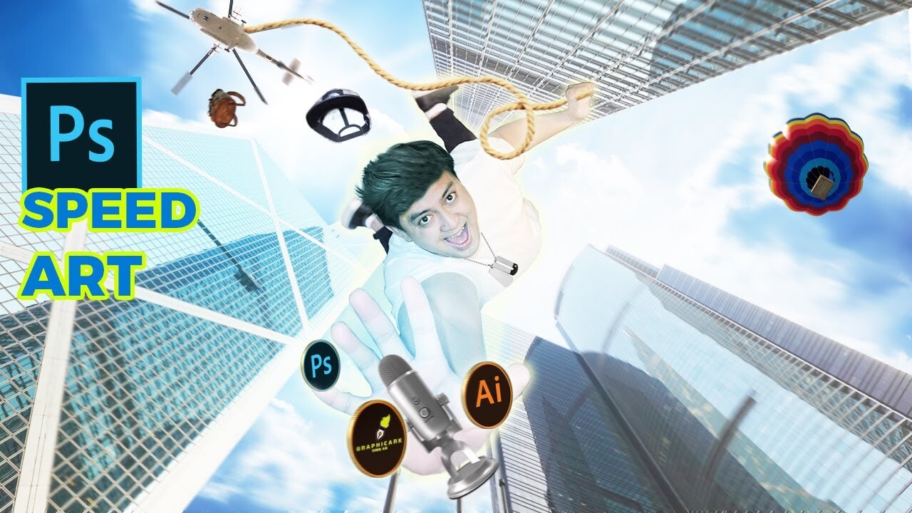 ArtStation - Photoshop Manipulation Jump in helicopter | Speed Art