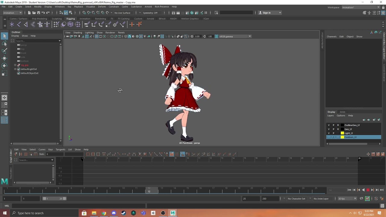 ArtStation - Reimu Rig Walking Animation
