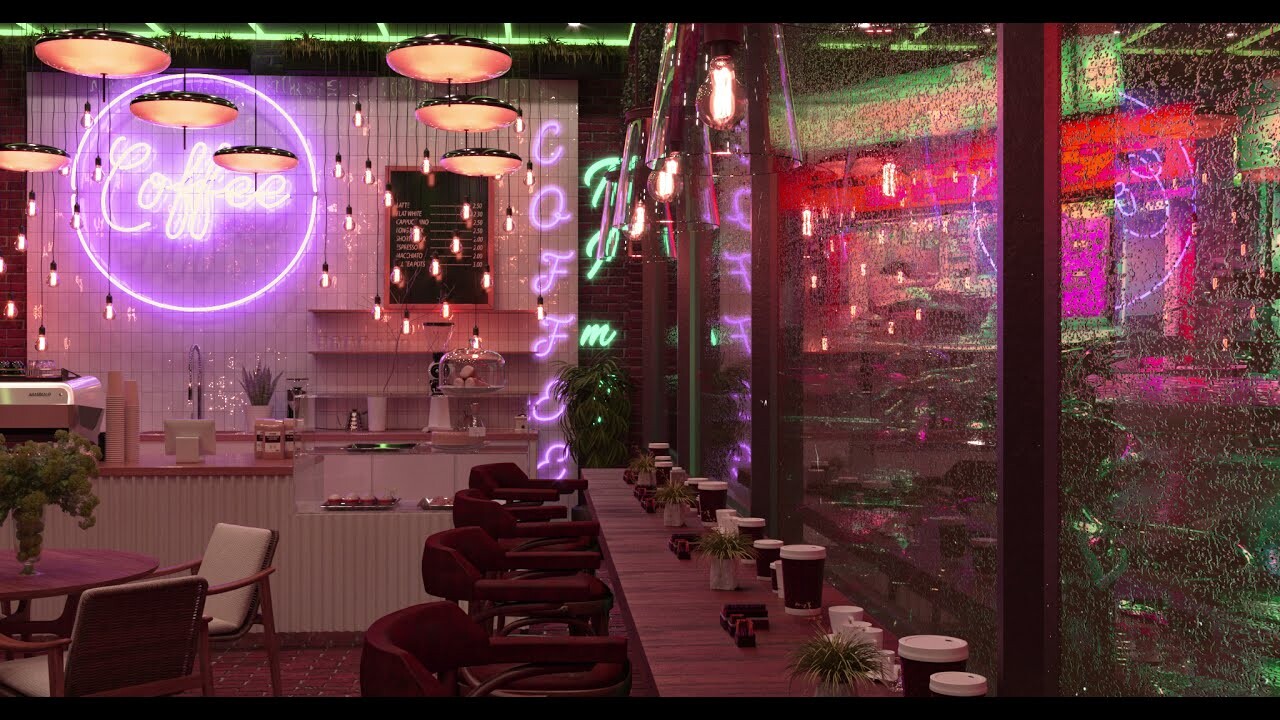 ArtStation - Coffee Shop Ambience at Night Smooth late-Night Bar ...