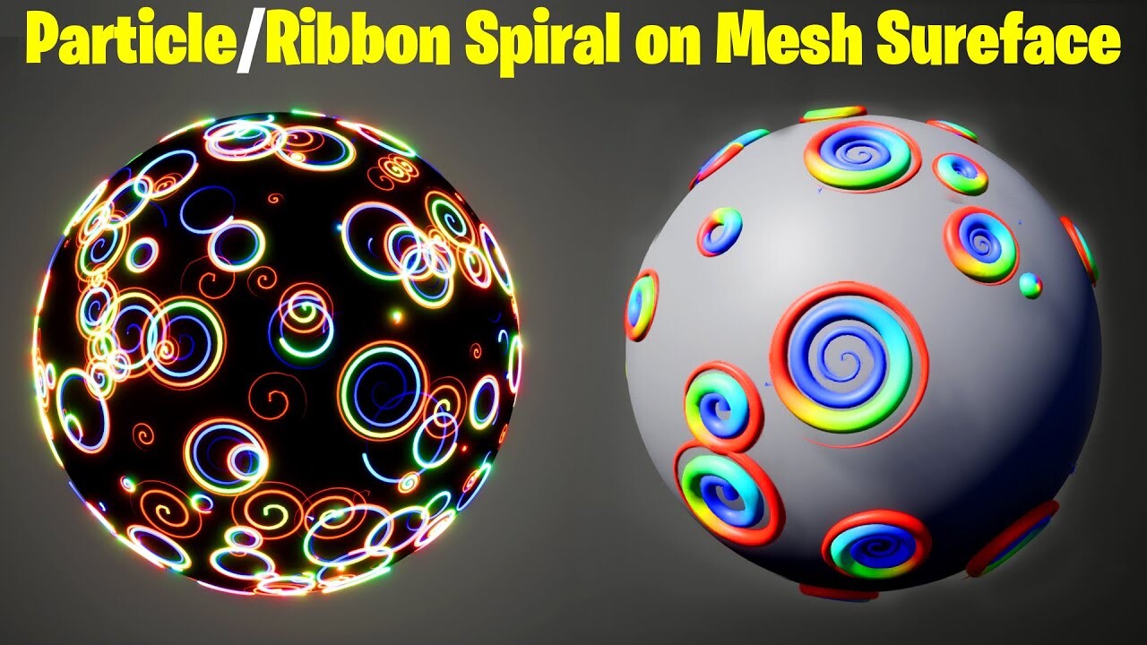 ArtStation - Particle / Ribbon Spiral on Mesh Surface in UE5 Niagara Tutorial | Download Files