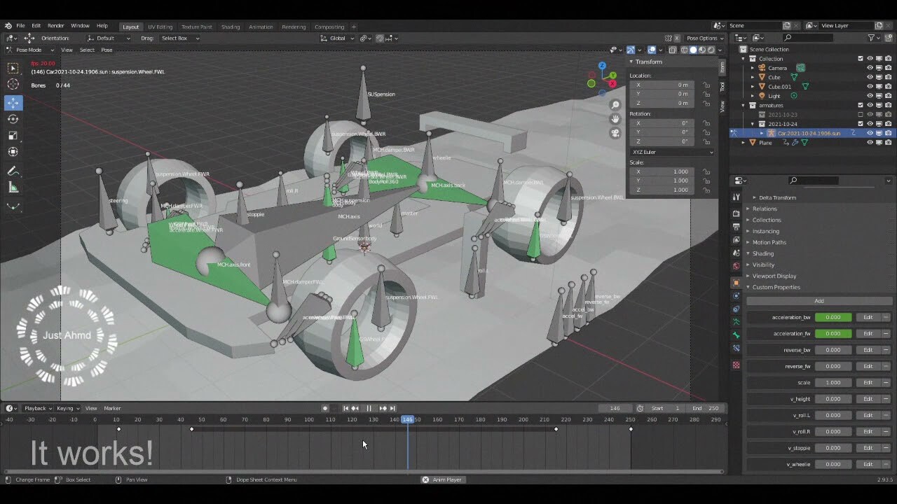 ArtStation - Blender 2021 - 2.93.5 - Car Rig Test - Accelerate!