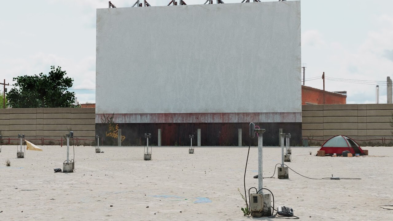 ArtStation - Blender Environment - Old Drive-In - Liminal Spaces Concept