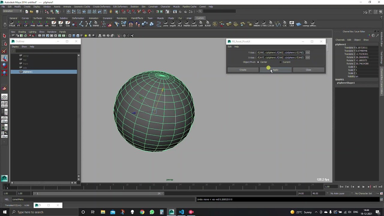 ArtStation - Python tool : pb_resetPivot