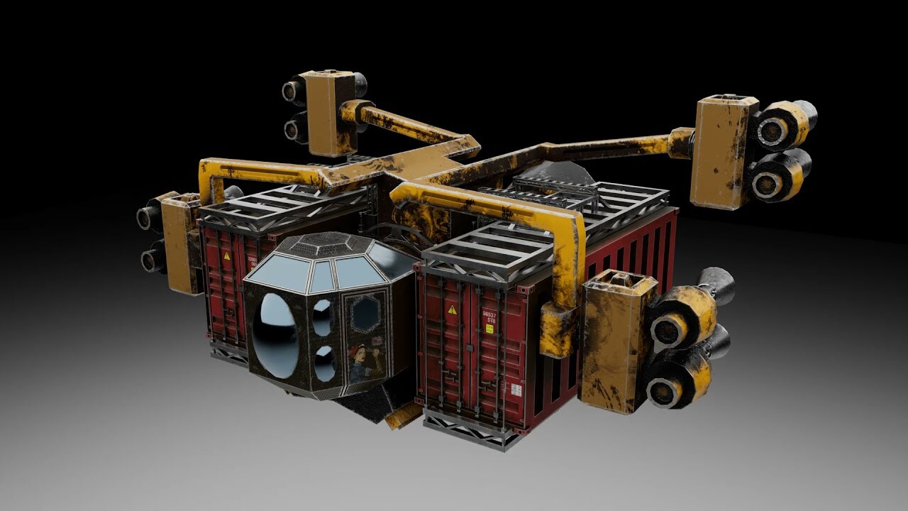 ArtStation - Cargo spaceship lowpoly 3d model sci fi