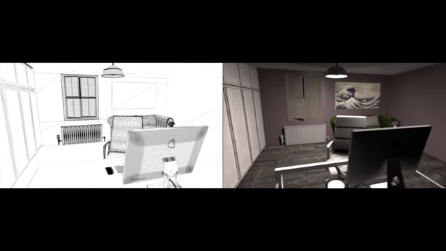 ArtStation - Study at Night with Wireframe