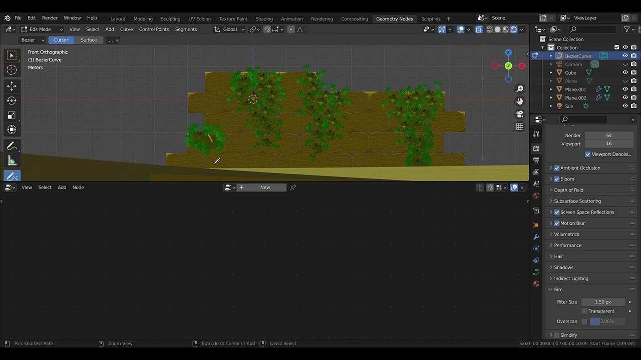 ArtStation - trying geometry nodes to make flowers in the wall