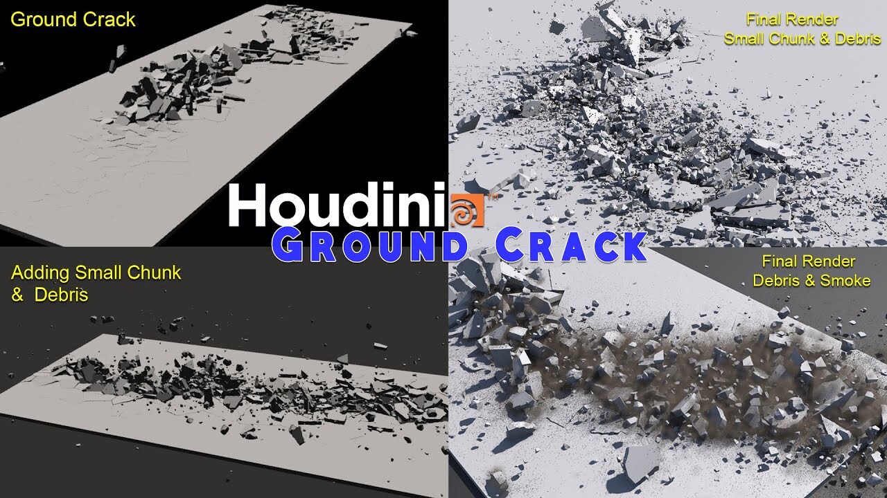 ArtStation - Ground Crack in Houdini || Ground Impact force in Houdini