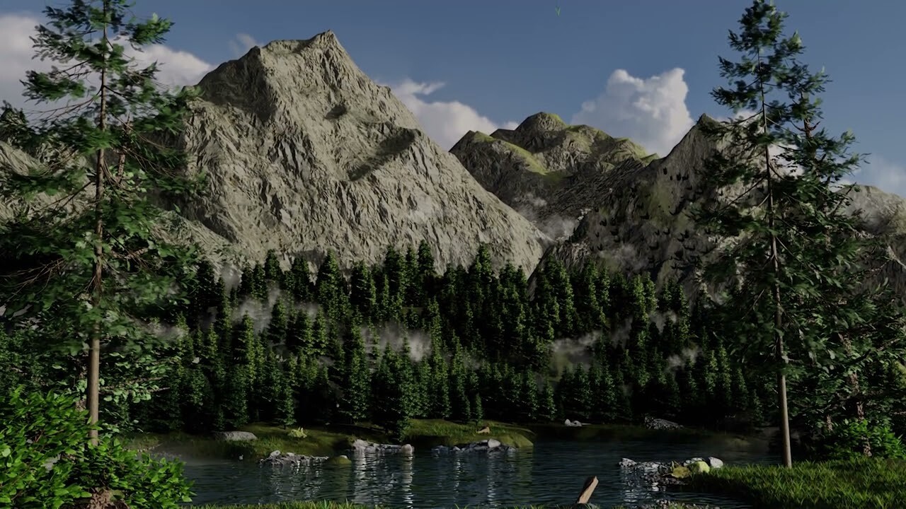 David Romero - Mountains and Lake 3D Render