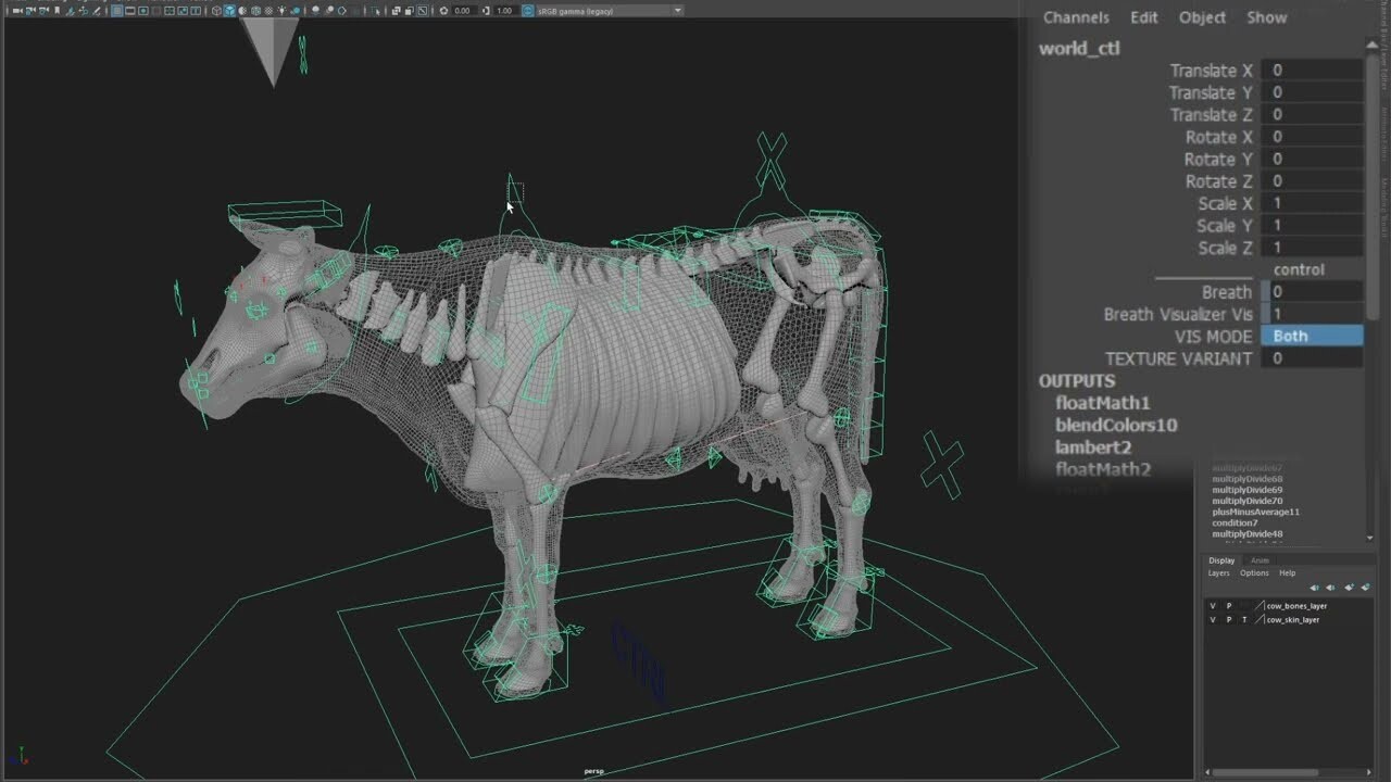 ArtStation - Cow rig prepared for Ziva
