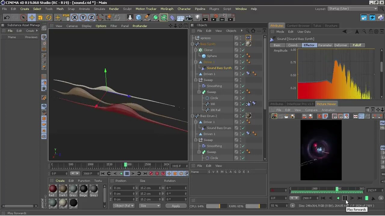 ArtStation - CINEMA 4D SOUND DYNAMIC XPRESSO TECHNICAL WORK EXAMPLE