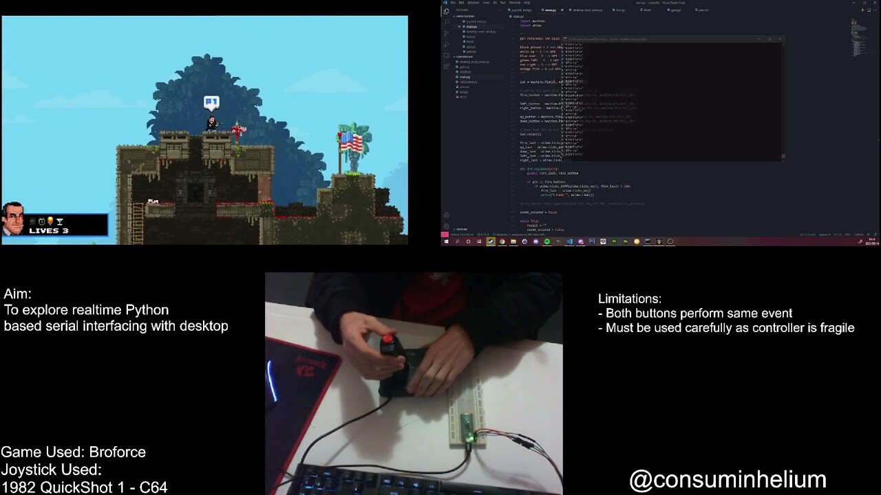 ArtStation - Python Serial Joystick (1982 QuickShot 1 - C64) using Pi Pico