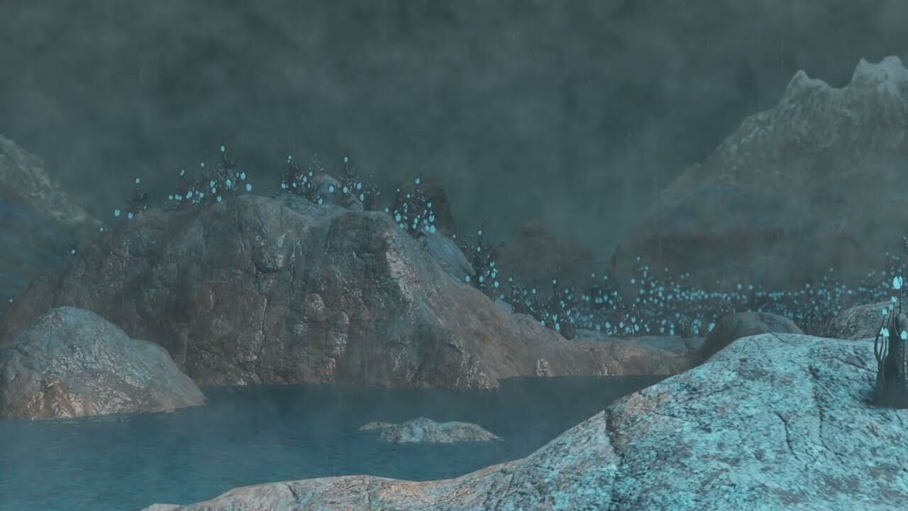 ArtStation - Rain on Azure Lake