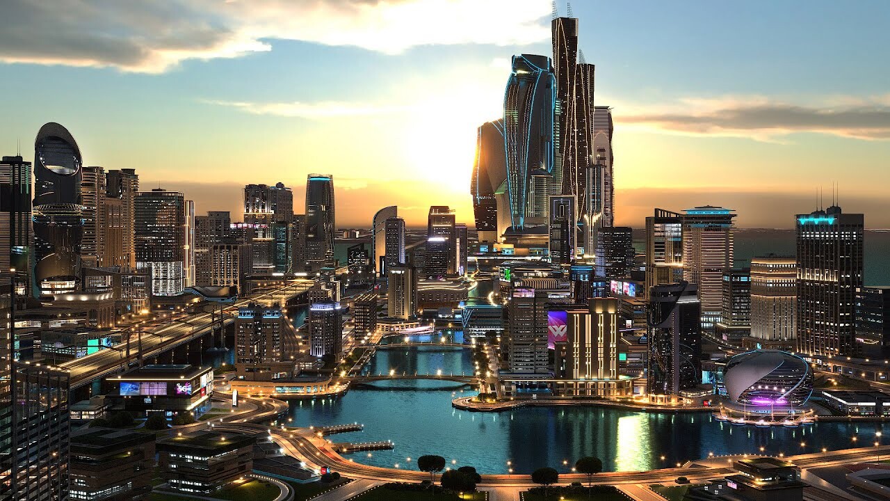 ArtStation - Downtown Night Scene