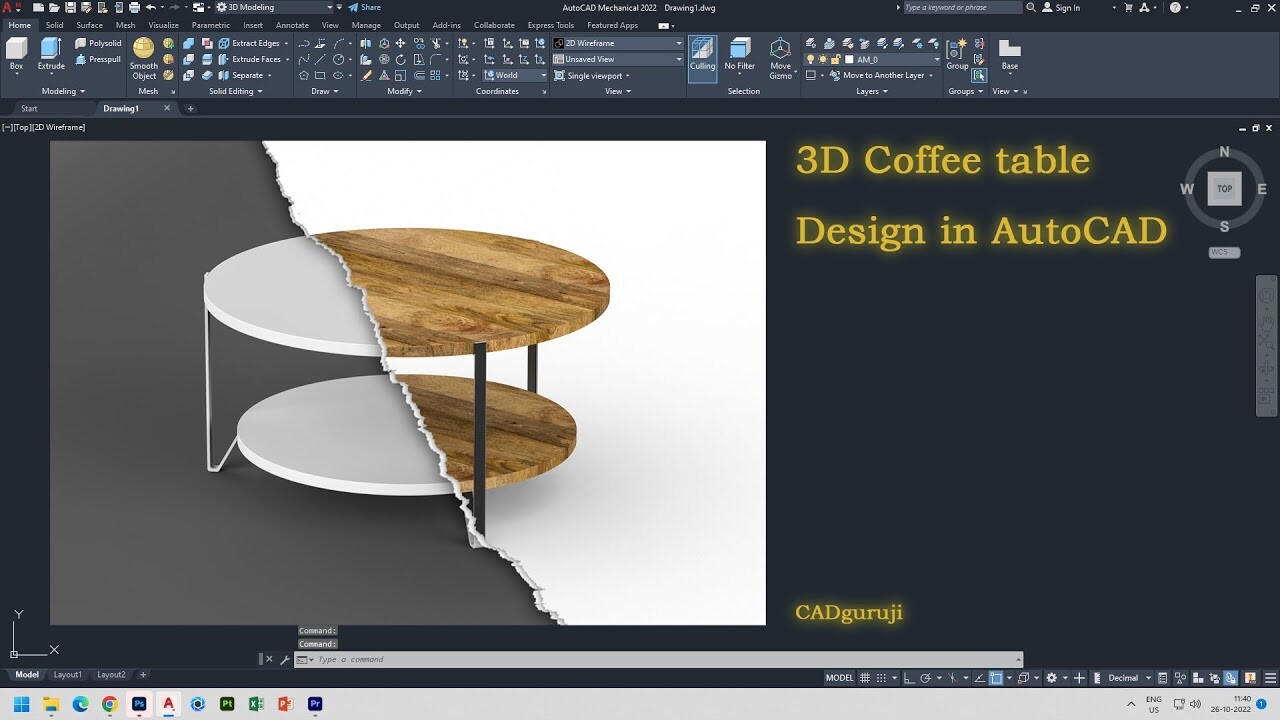 ArtStation - AutoCAD Project for beginners. Round Coffee table design ...