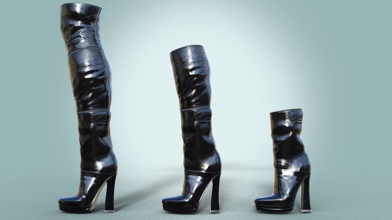 ArtStation - Boots transformer Casadei platform high heels patent leather