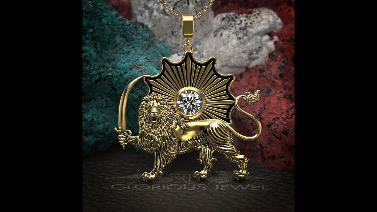 ArtStation - Shir o Khorshid Pendant - آویز شیر و خورشید