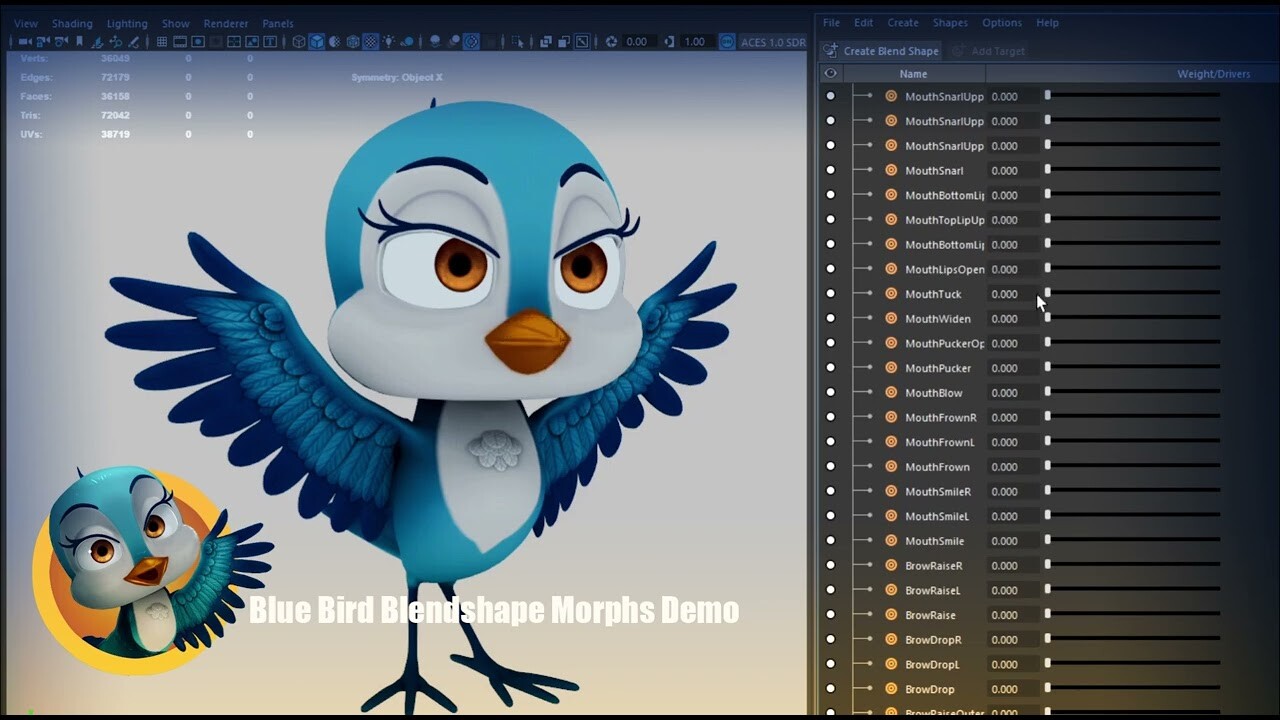 ArtStation - Blue Bird Blendshape Demo
