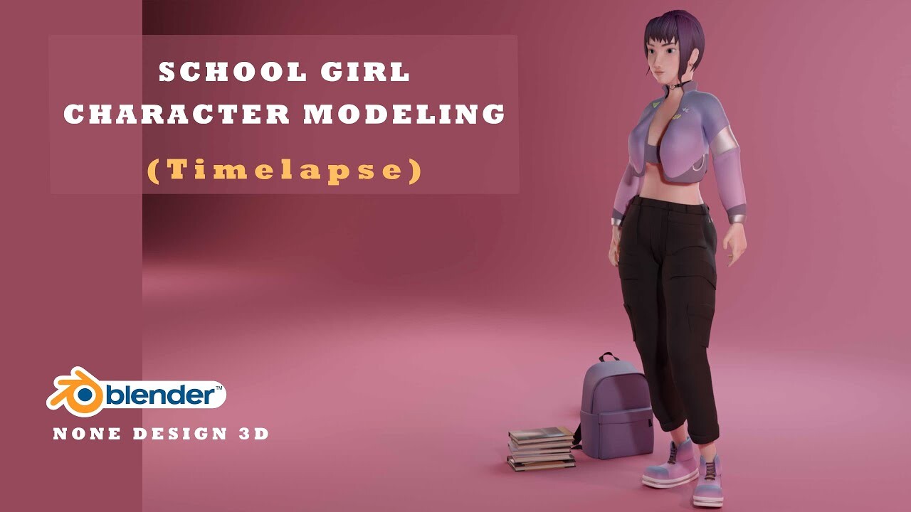ArtStation - SCHOOL GIRL 3D Character Modeling Timelapse / Blender 3.4