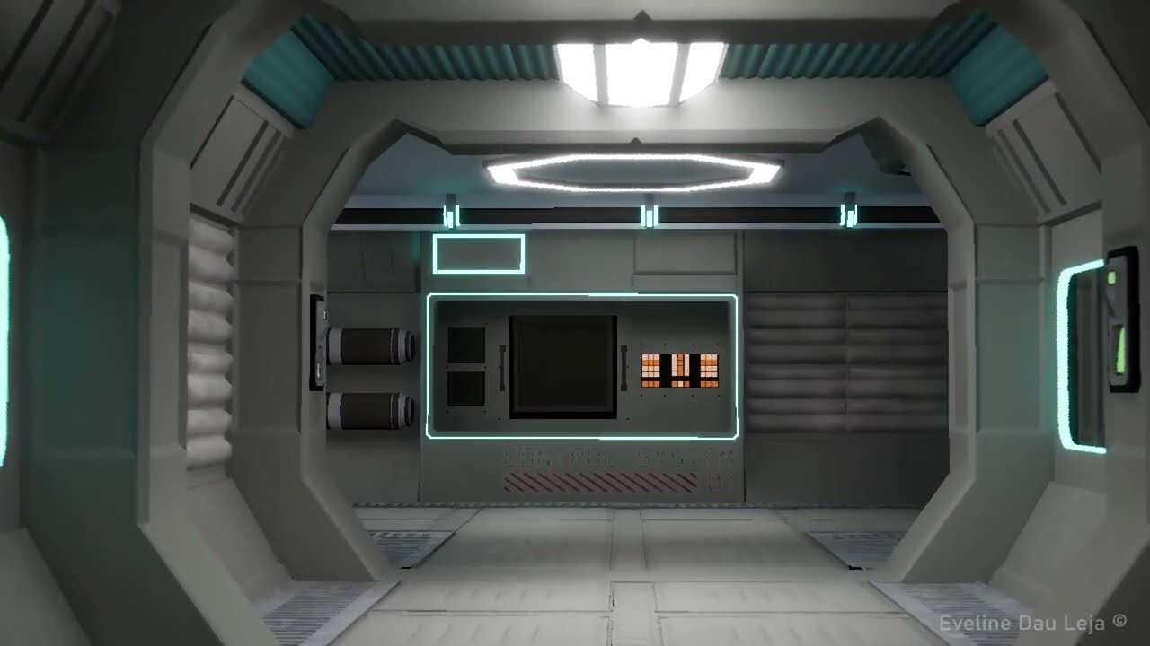 ArtStation - Sci-fi Hallway Interior Scene (with 3D Optimization breakdown) - Individual project