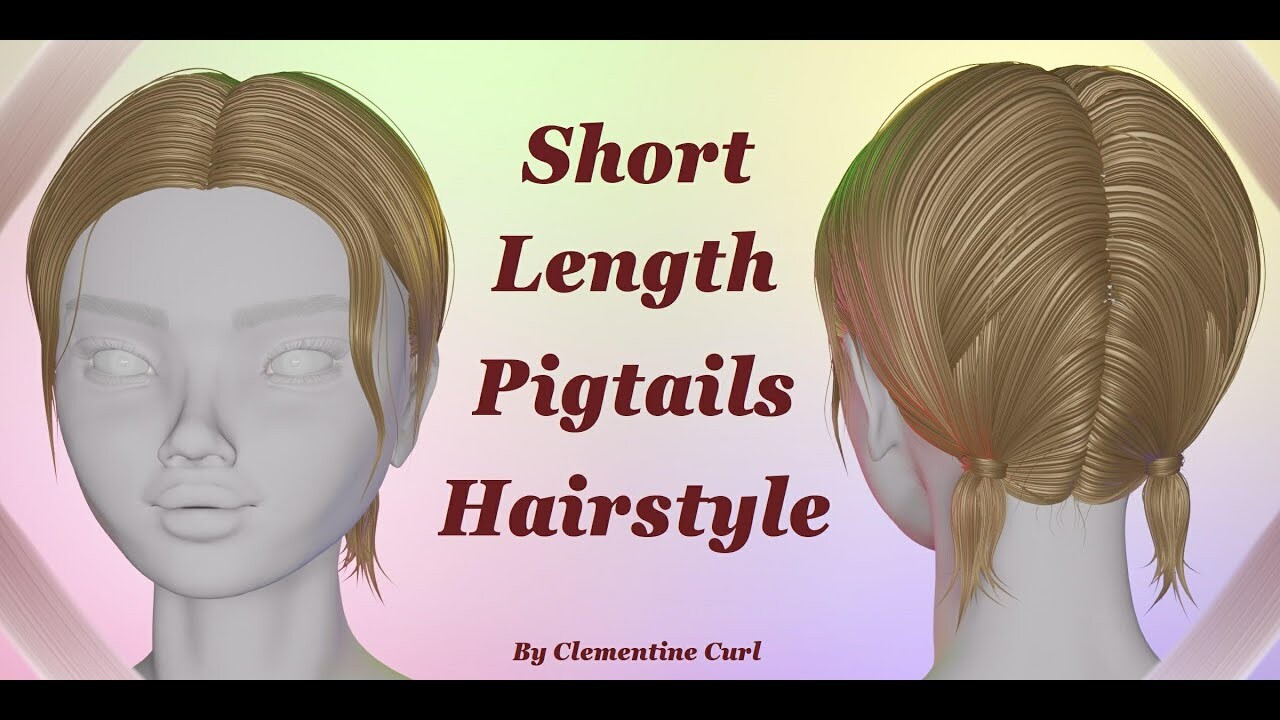 ArtStation - Short length pigtails hairstyle 360 video