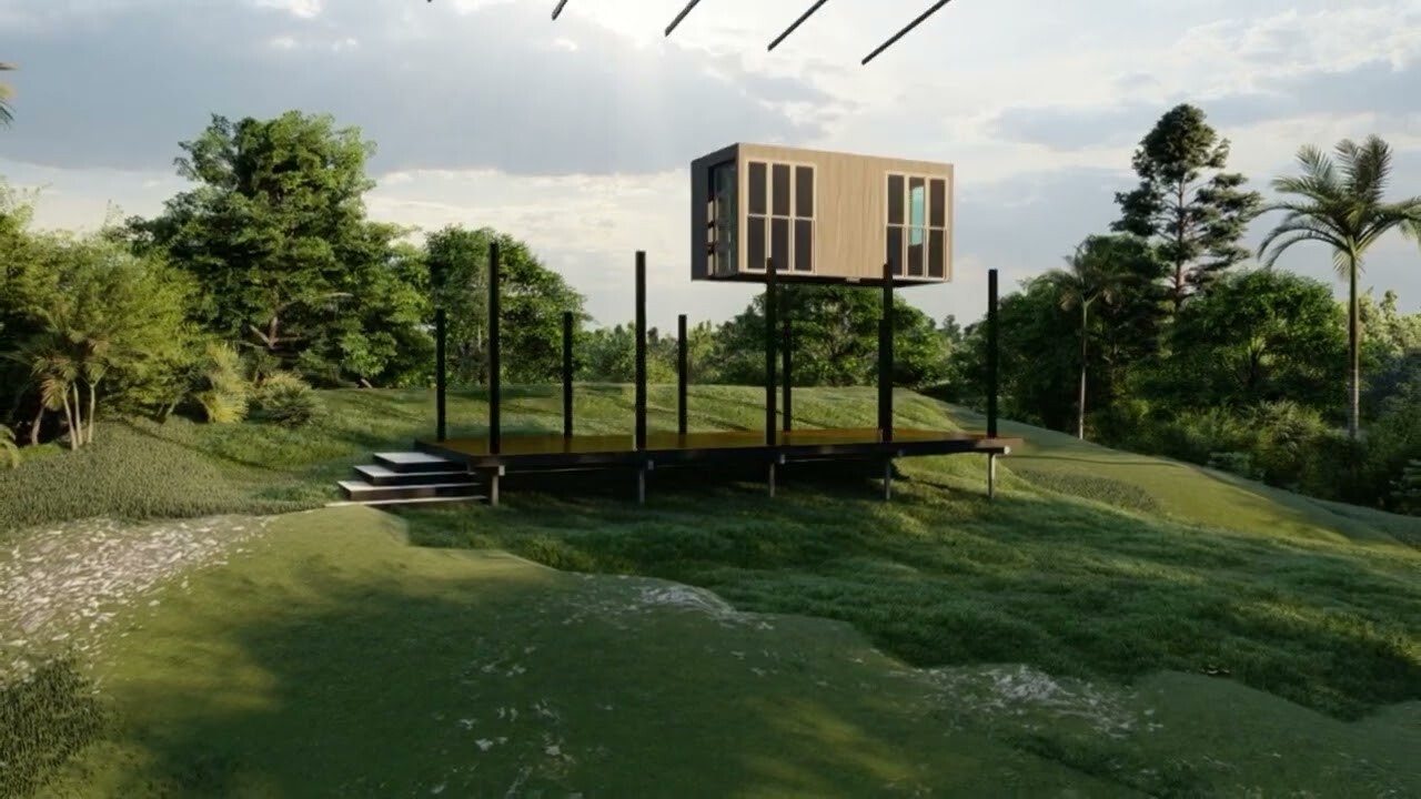 ArtStation - Cabin steel & Wood in forest simulation building