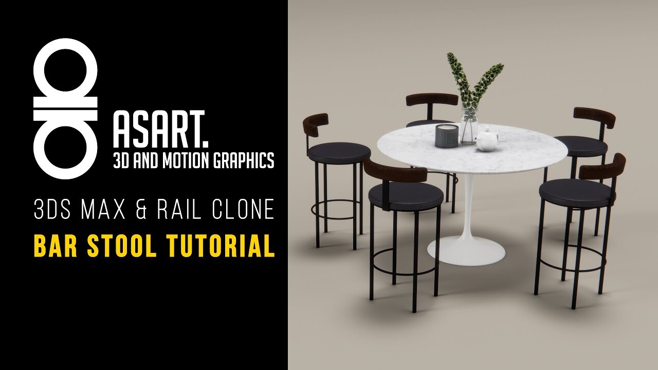 ArtStation - 3Ds Max Tutorial | How to create an adjustable Bar-Stool using Rail Clone