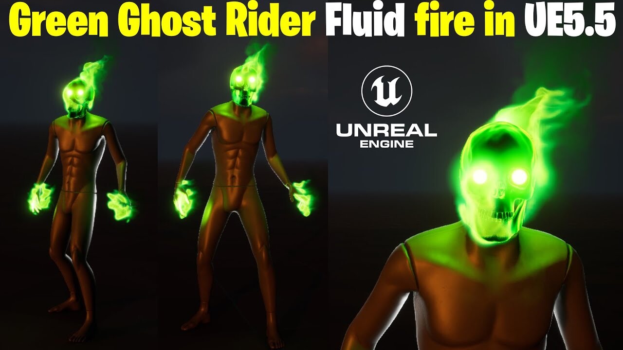 ArtStation - Green Ghost Rider Fluid Fire in UE5.3 Niagara Tutorial ...