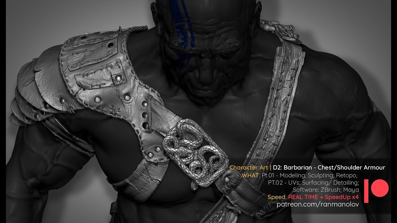 ArtStation - D2: Barbarian - Chest/Shoulder Armour - Timelapse
