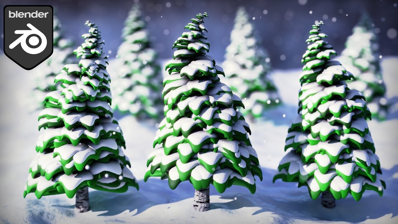 ArtStation - Stylized Trees with Snow 🌲 Geometry Nodes (Blender Tutorial)