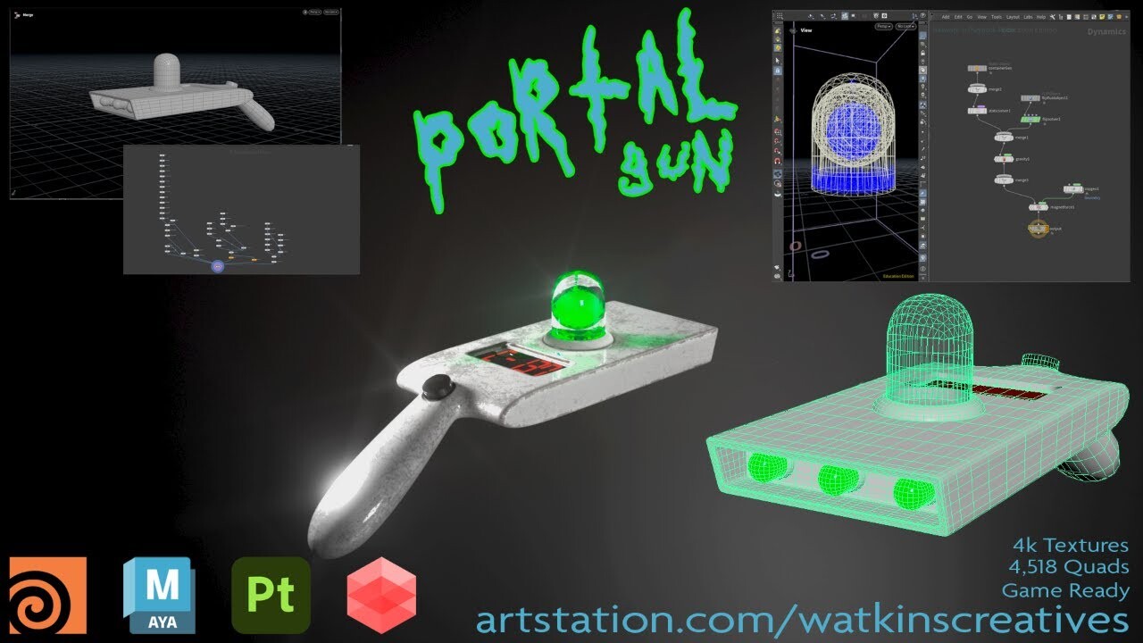ArtStation - Rick and Morty Portal Gun with Fluid Simulation- Fan Art