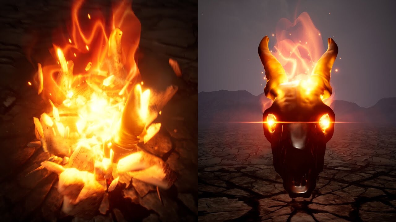 ArtStation - Flaming Skull FX in Unreal Engine 5.4 Niagara | Download Files