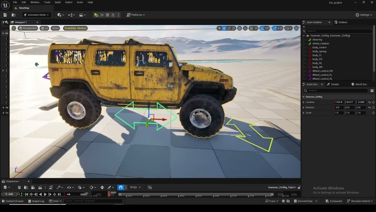 ArtStation - UE5 Offroad Drivable Vehicle and Control Rig Test