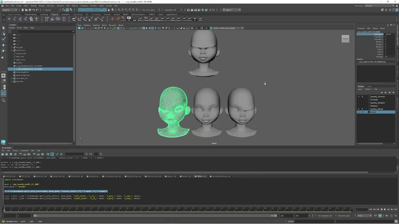 ArtStation - creating blendshapes with a curve using python. thanks to a course I picked up by ...