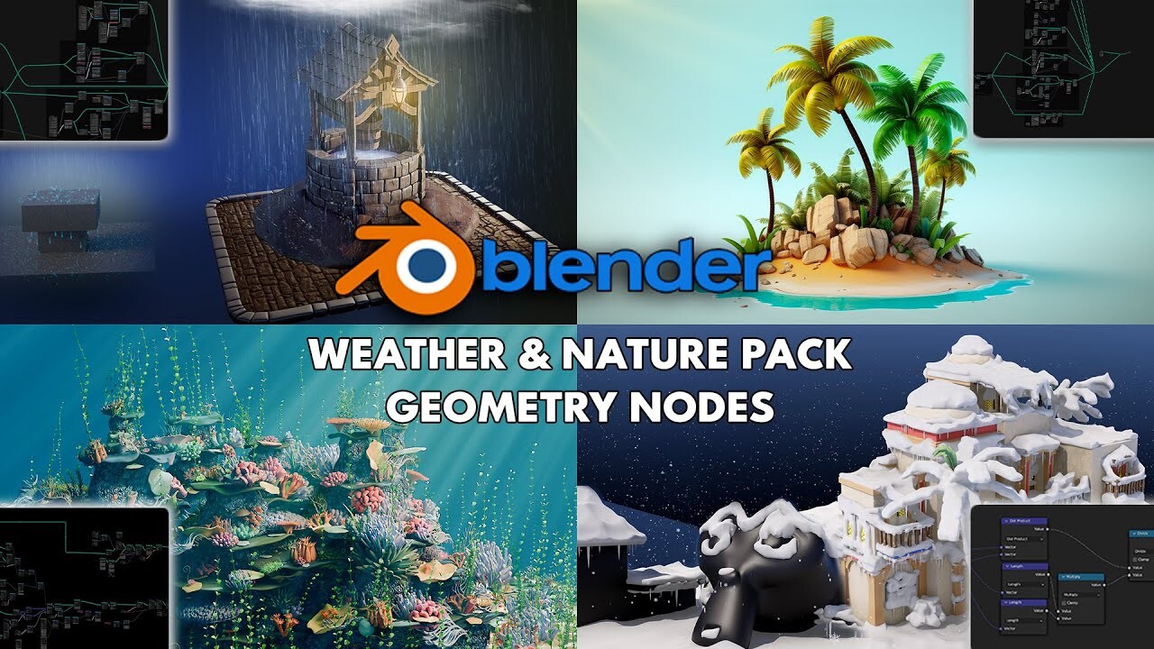 ArtStation - Blender Geometry Nodes Pack: Weather & Nature Effects