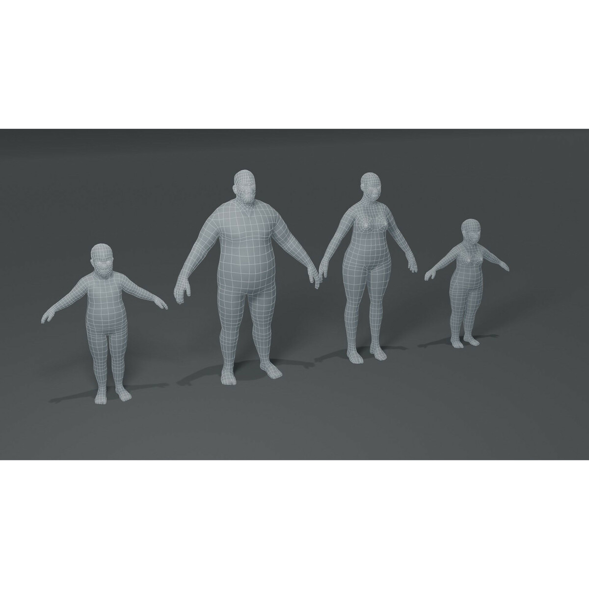 ArtStation - Fat Body Base Mesh 3D Model Family Pack