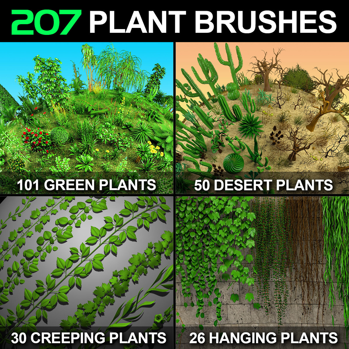 ArtStation - 207 Plant Brushes for Zbrush