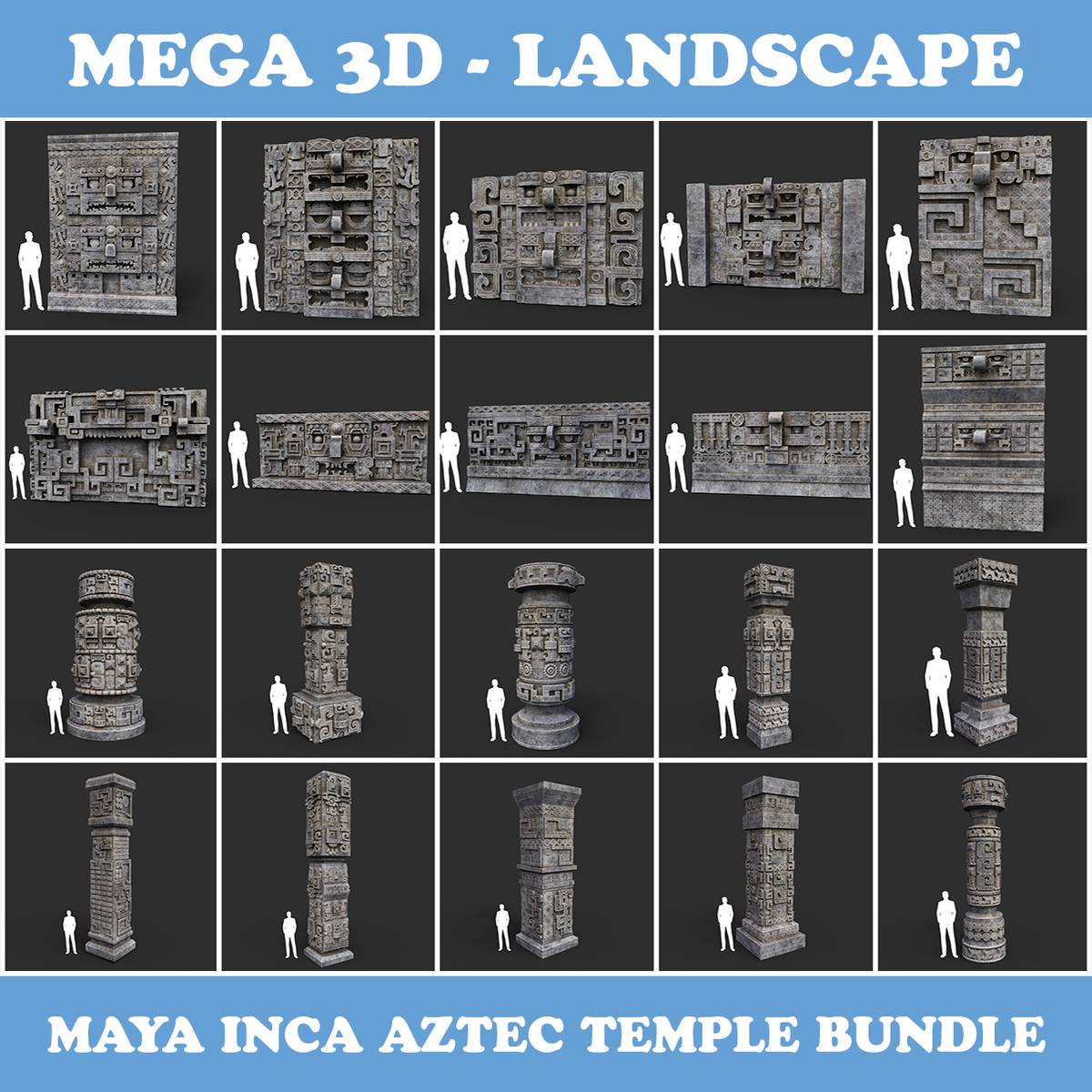 ArtStation - Low poly Mayan Inca Aztec Temple Modular Pack - Gray Color