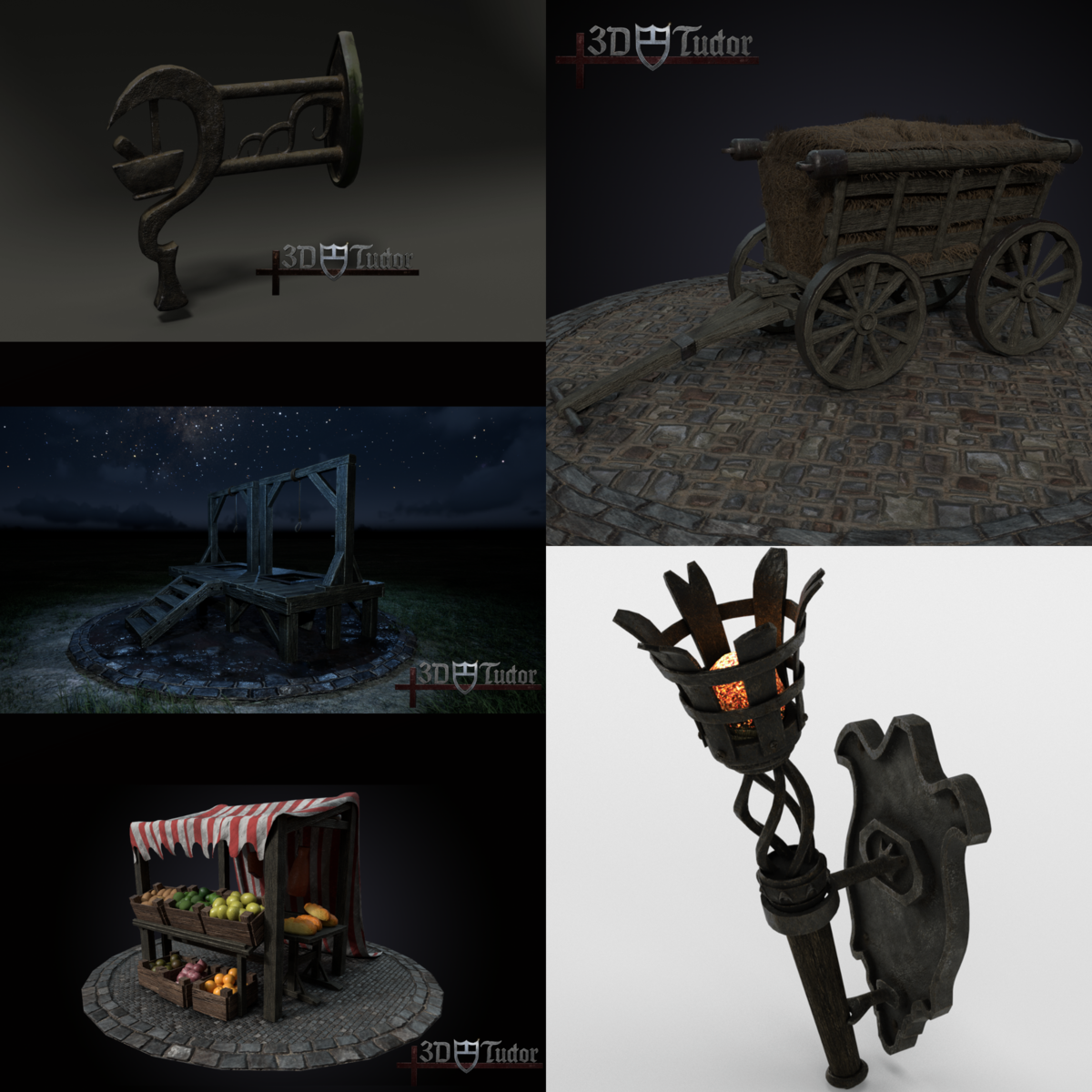 ArtStation - Medieval Game Asset 3D Model Pack 1 | Sign Carriage Market ...
