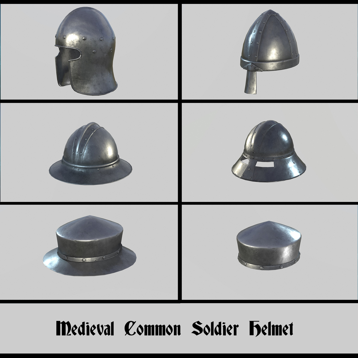 ArtStation - Medieval Common Soldier Helmet Bundle Pack Collection ...