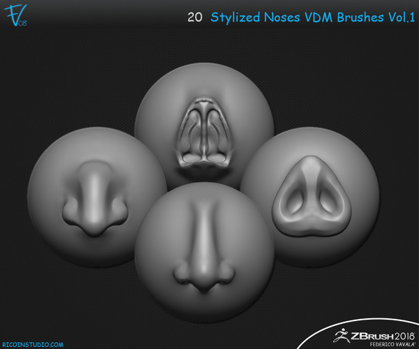 ArtStation - Zbrush - 20 Stylized Noses VDM Brushes Vol.1 | Brushes