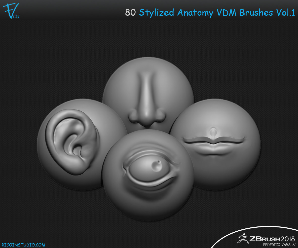 ArtStation - Zbrush - 80 Stylized Anatomy VDM Brushes Vol.1 | Brushes