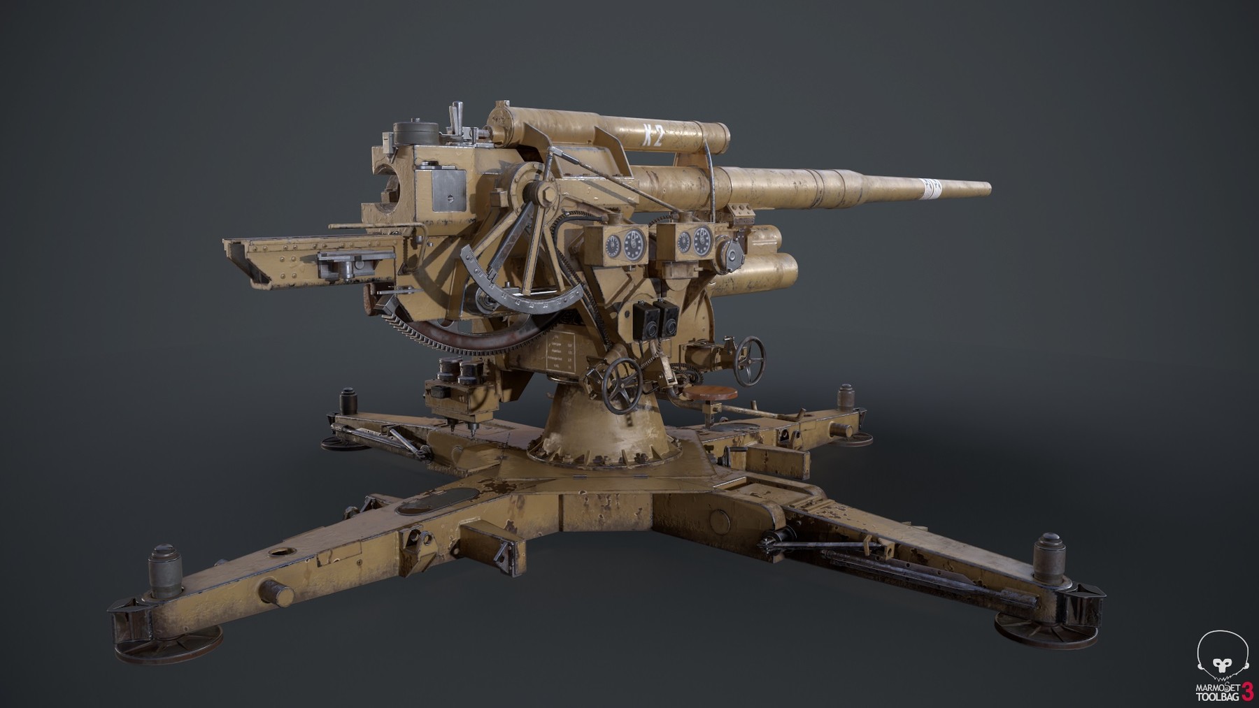 ArtStation - 88mm German Flak Canon VR / AR / low-poly 3D model | Game ...