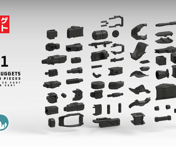 ArtStation - MechNuggets_Kitbash01 || 3D-Coat Kitbash Set | Resources